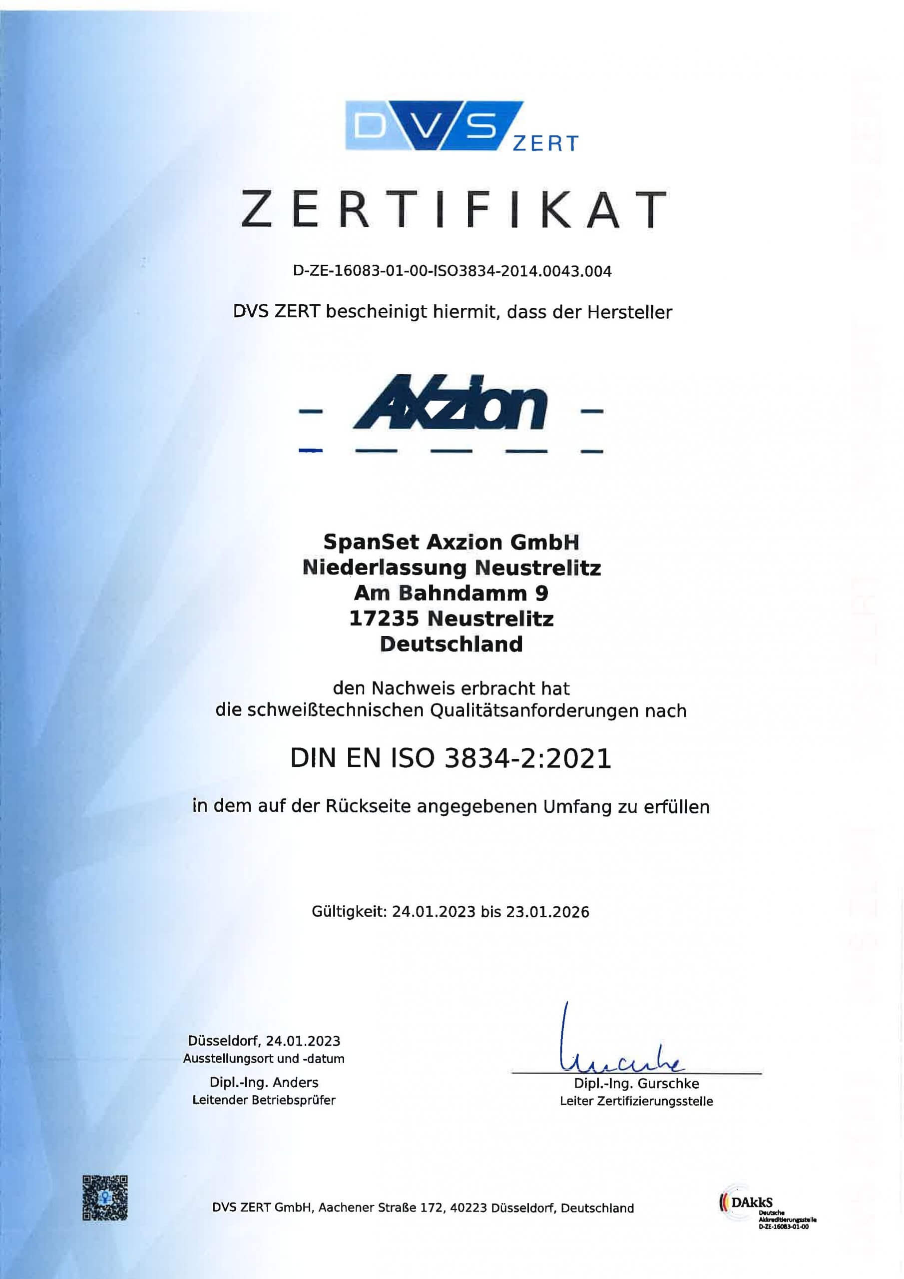 Certificates - Axzion